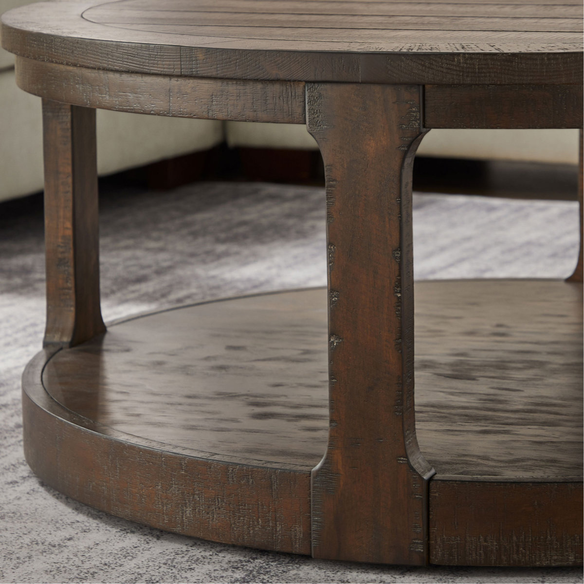 Gracie Oaks 40Inch Large Curved 2 Tier Traditional Round Circle Wooden ...