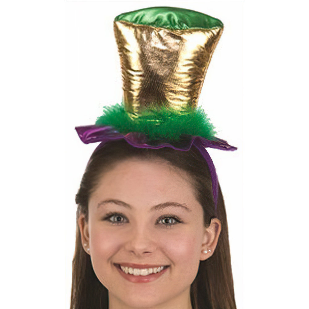 The Holiday Aisle® PMU Mardi Gras Mini Metallic Top Hat Headband Party ...
