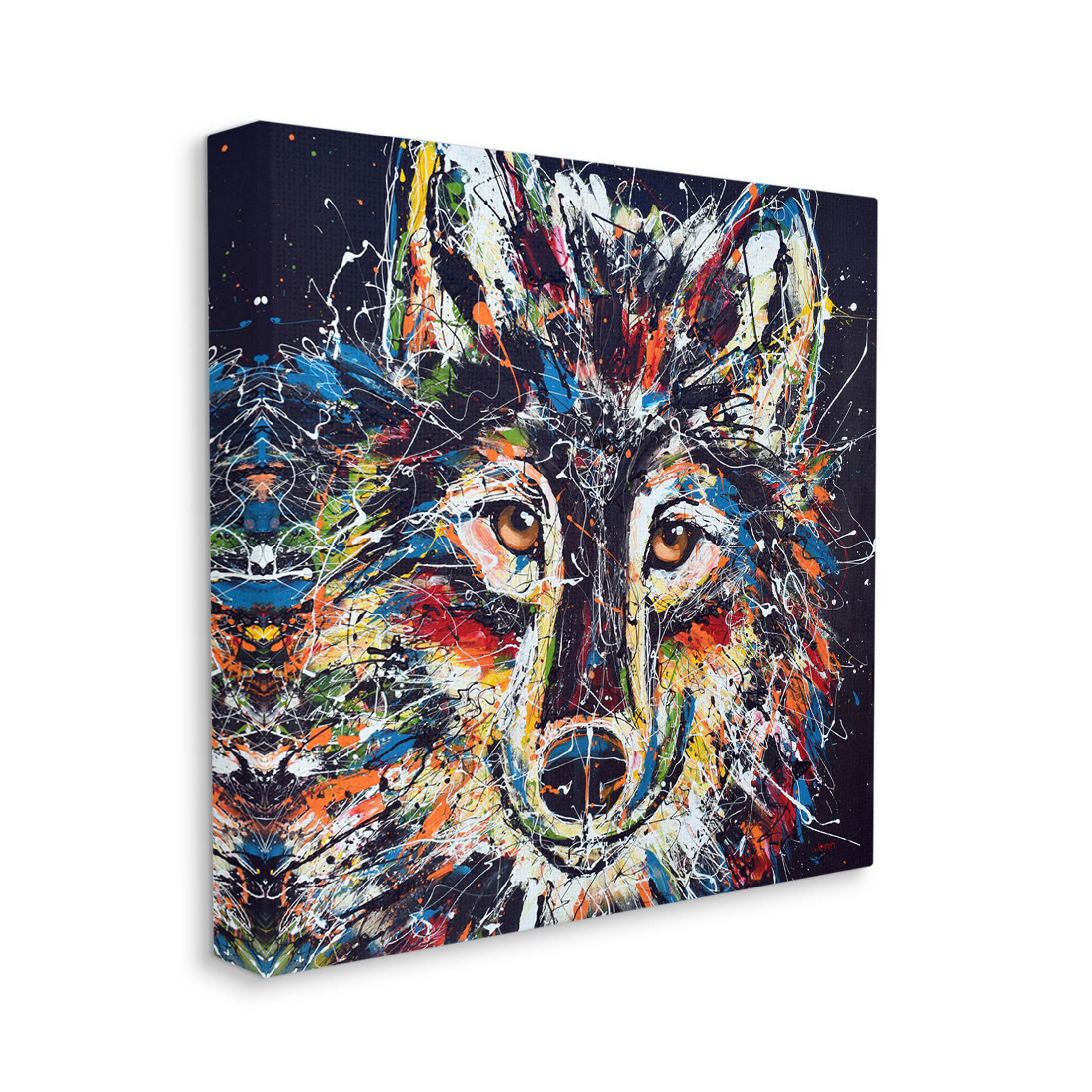 Stupell Industries Abstract Wolf Urban Style Hues Canvas Wall Art By ...