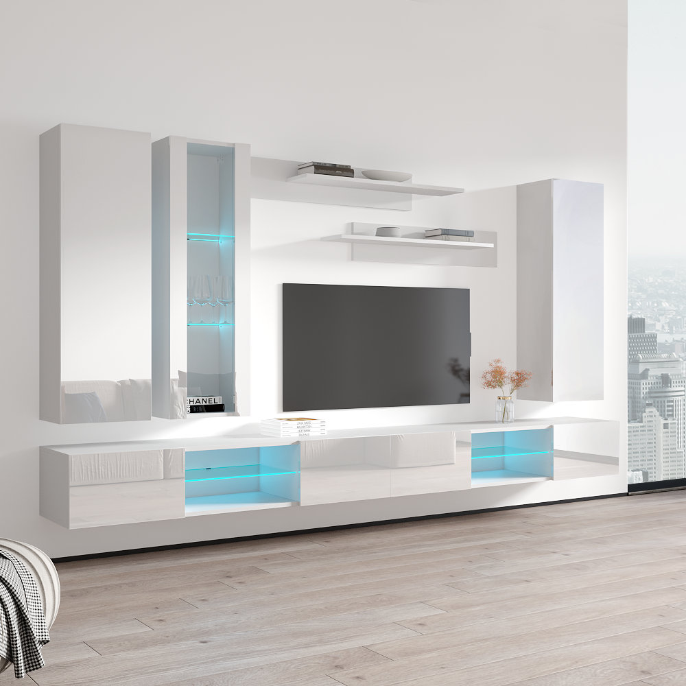 Orren Ellis Meuble audio-vidéo flottant pour téléviseur de 70 po ou ...