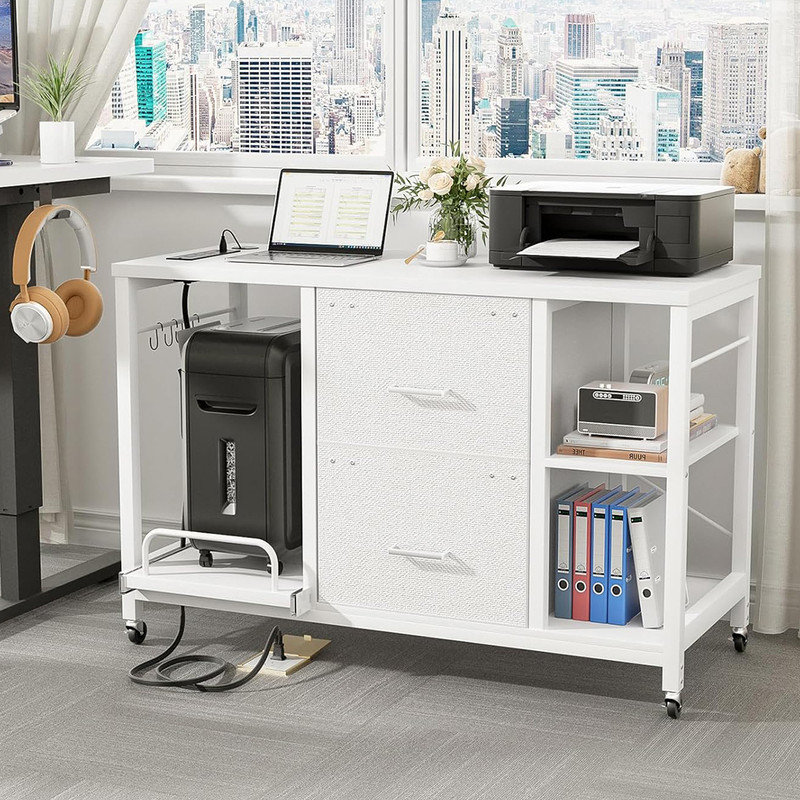 Inbox Zero Wood File Cabinet with 2 Drawers - Shredder Stand, Outlet ...