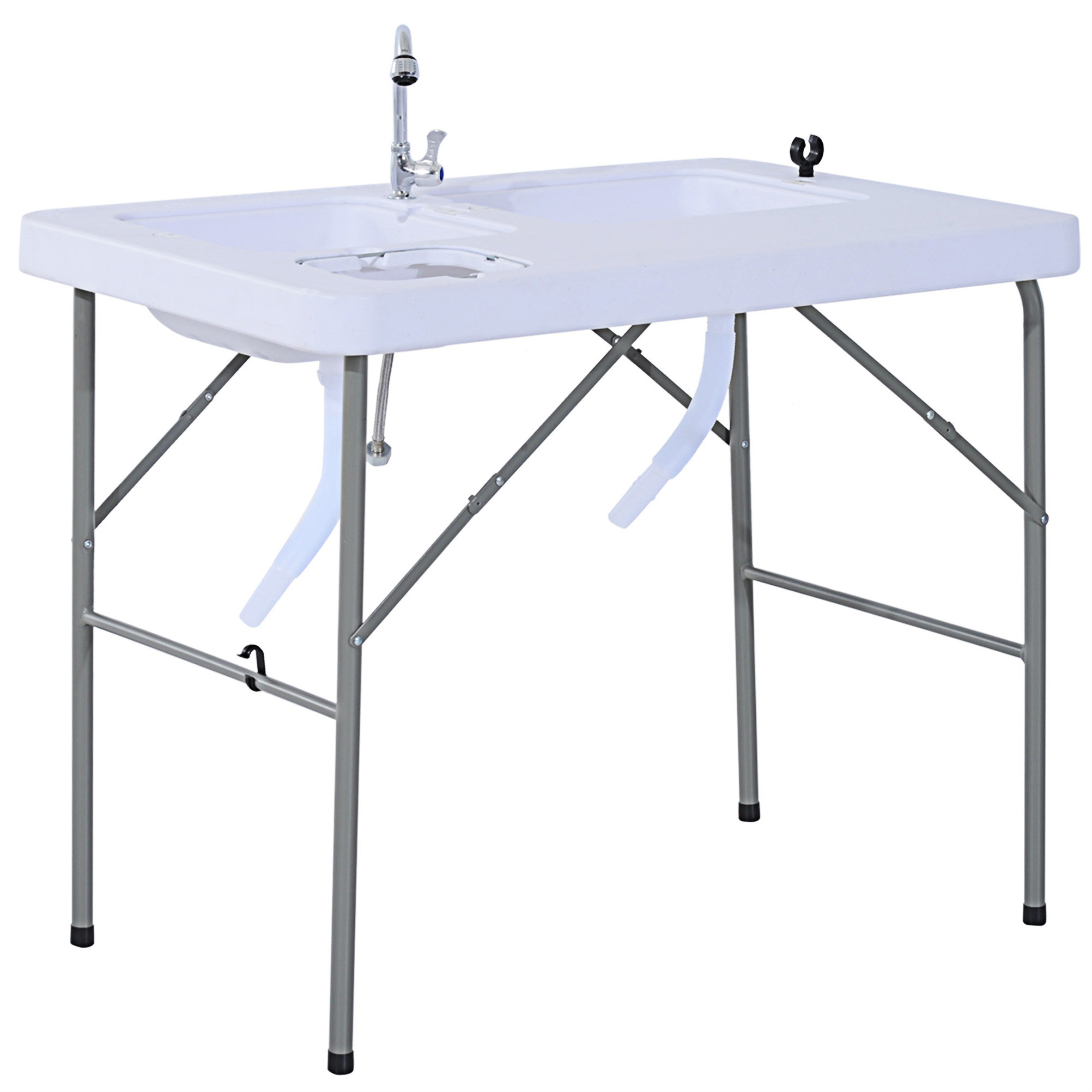 17 Stories Folding Camping Table With Faucet And Dual Water Basins ...