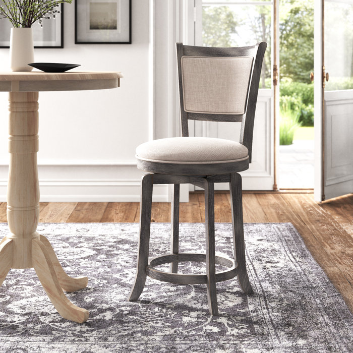 Kelly Clarkson Home Amelia Swivel Upholstered Counter Stool with Solid ...