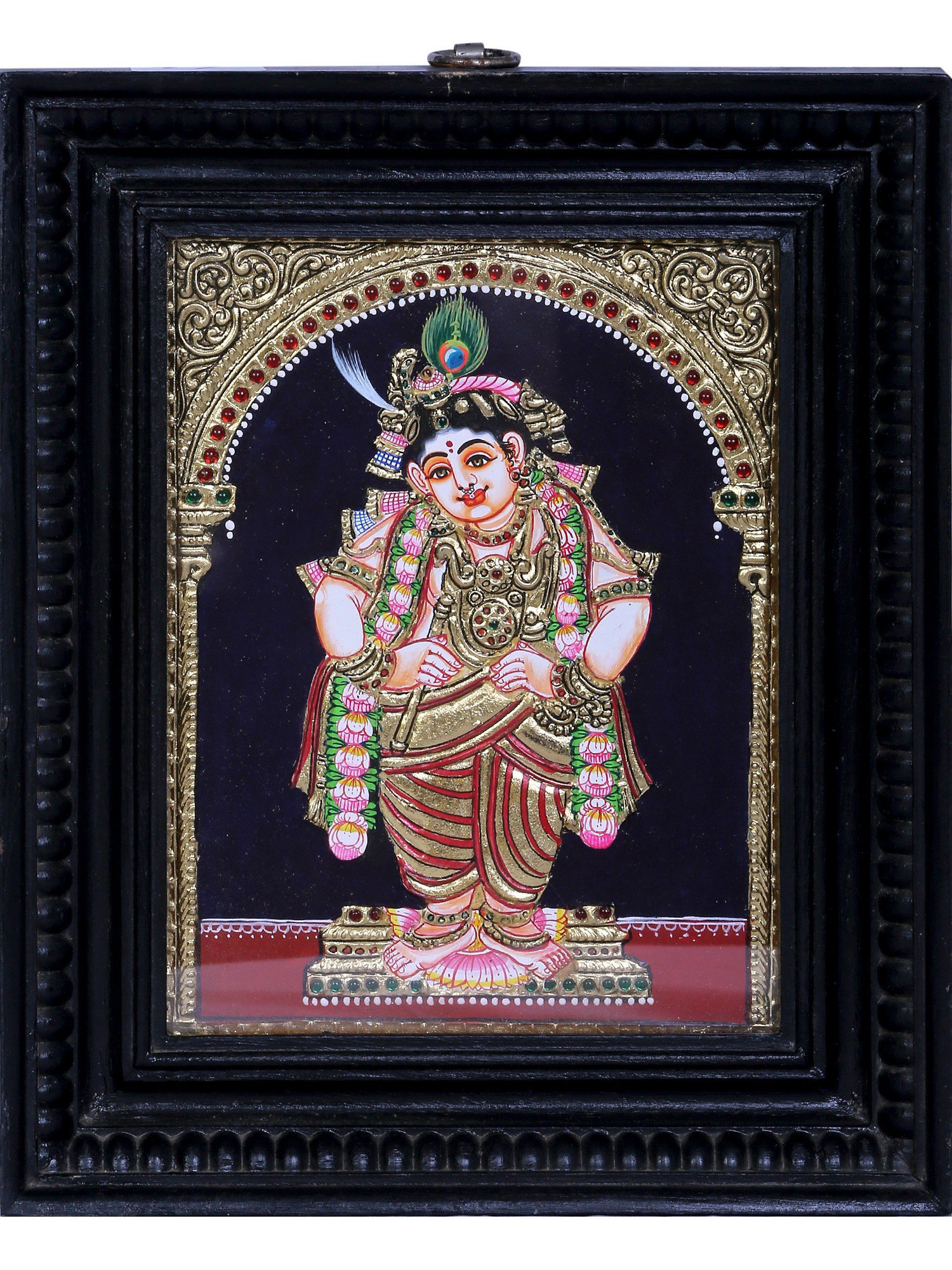 Exotic India Standing Navaneeta Lord Krishna Tanjore Painting ...