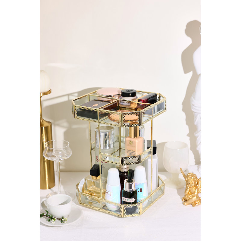 Rosdorf Park Guridi 360 Degree Rotation Glass Makeup Organizer ...