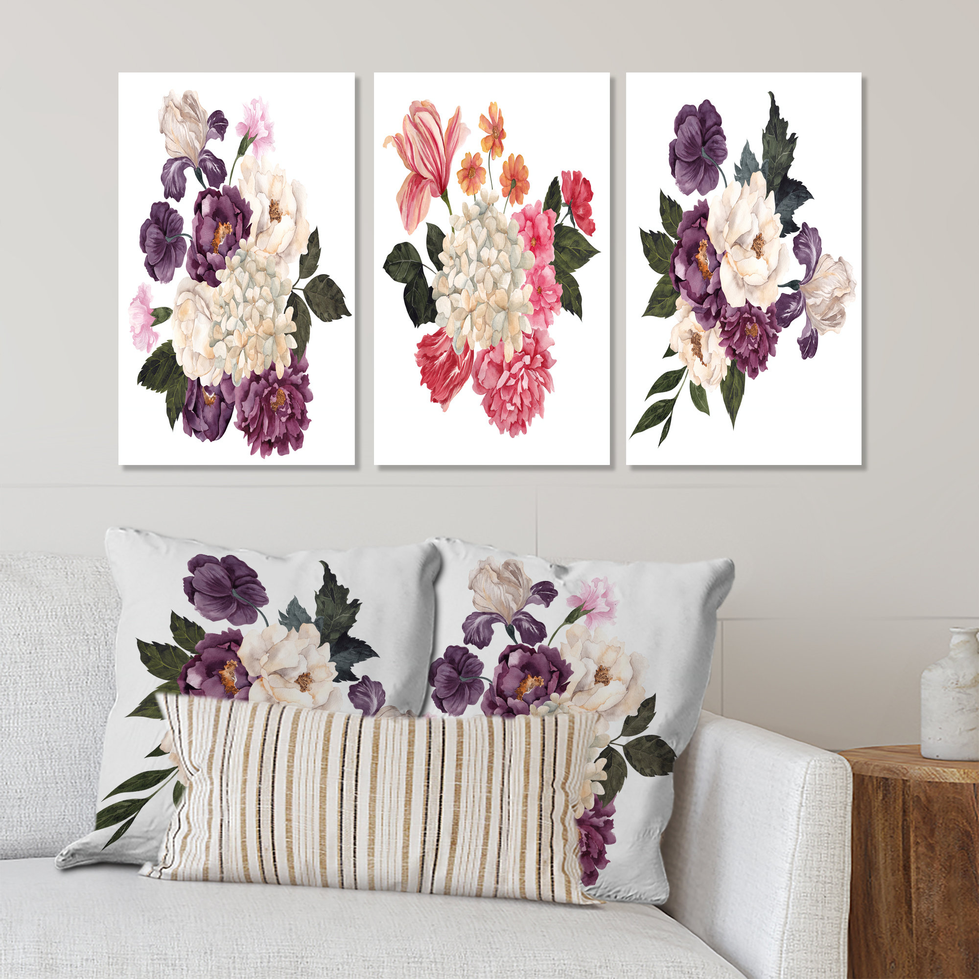 Design Art Retro Bouquet With Vintage Flowers And Leaves VI ...