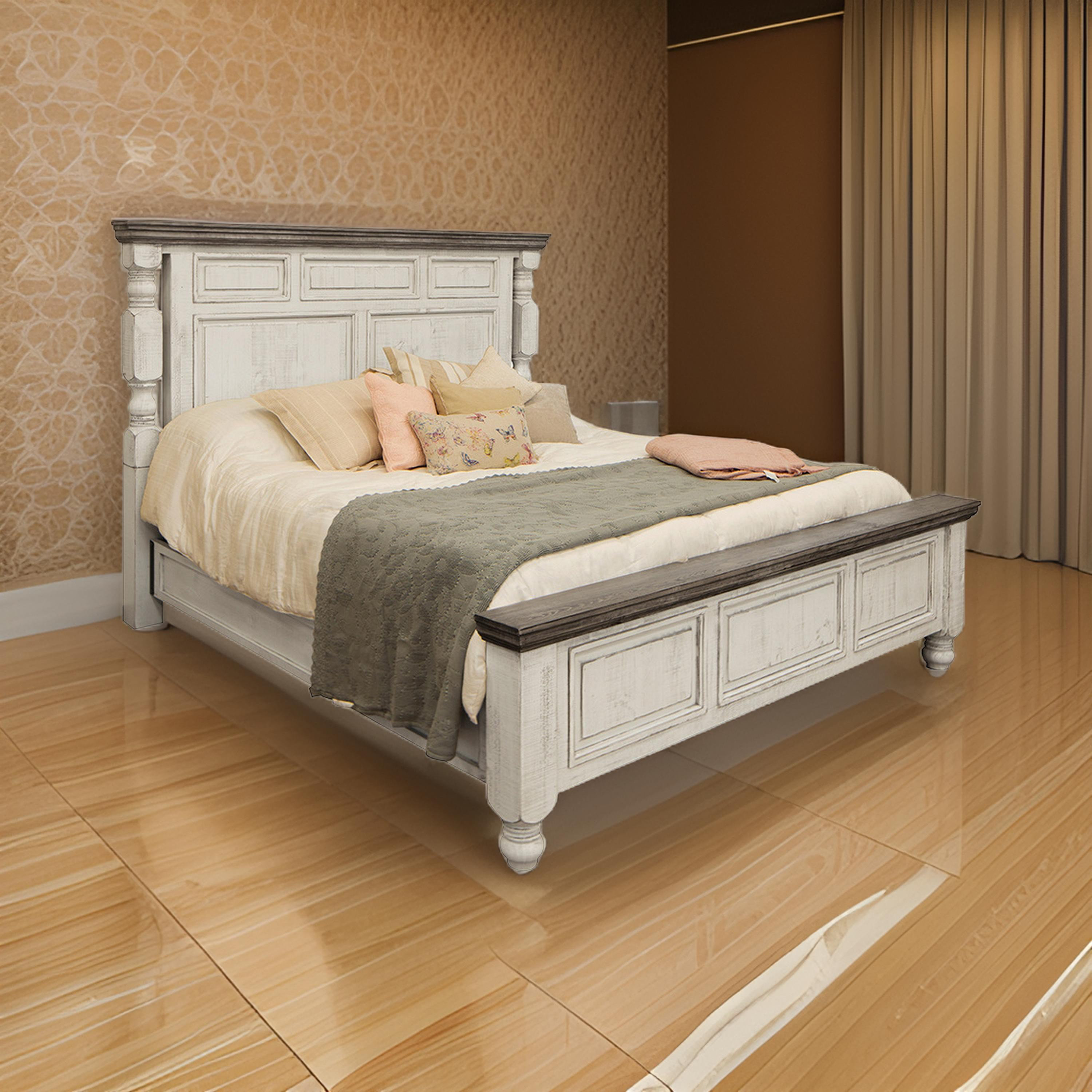 Benjara Sim Bed, Farmhouse Turned Headboard, Pine Wood | Wayfair