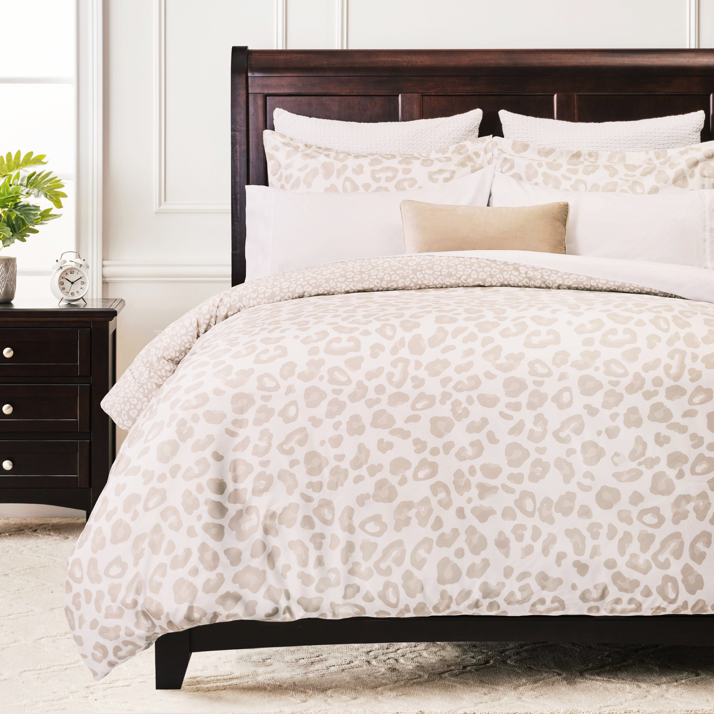 Chanasya Leopard Print Double Brushed Microfiber Duvet Cover Set ...