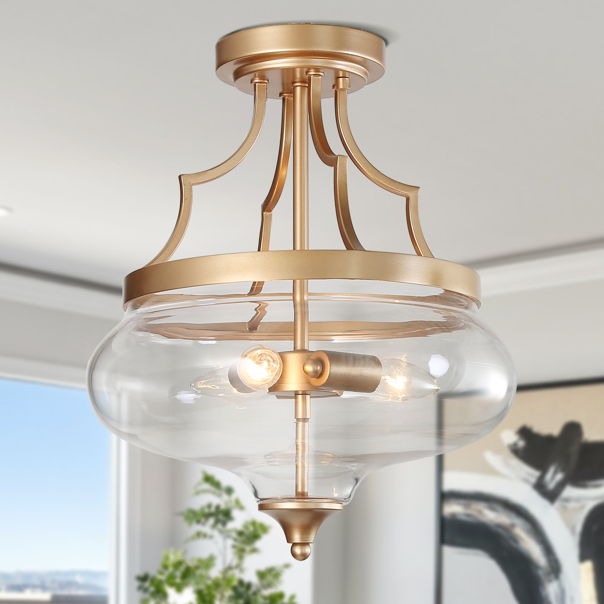 Longshore Tides Lamar 3 - Light Semi Flush Mount Lighting Modern Gold - Wayfair Canada