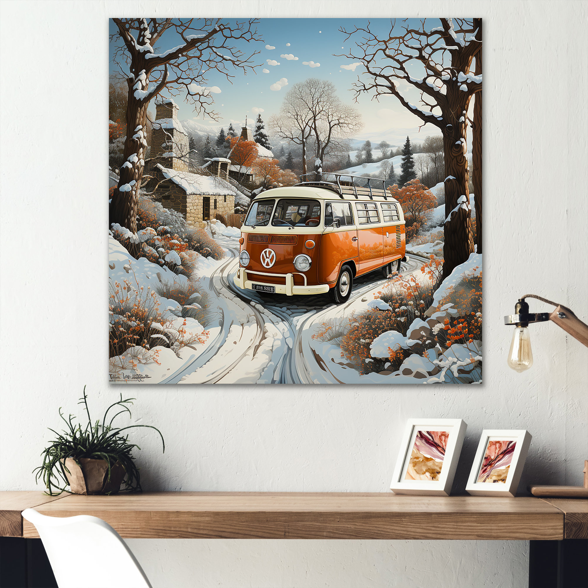 Winston Porter Hippie Van Charm In Winter - Car/Van Wall Decor ...