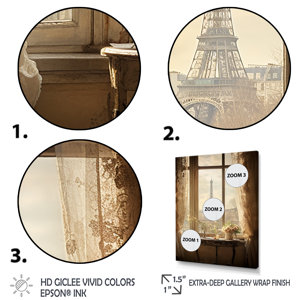 Latitude Run® Rustic Eiffel Tower Paris Window View I - City Paris Wall ...