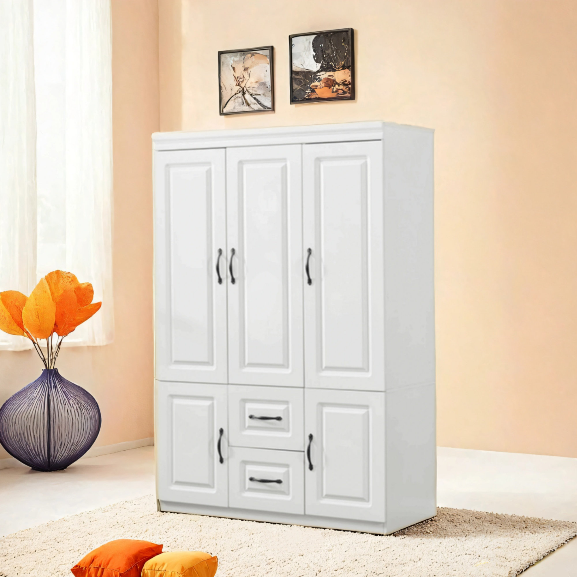 Red Barrel Studio® 74-inch Tall Wardrobe With 2 Doors Wooden Wardrobe ...