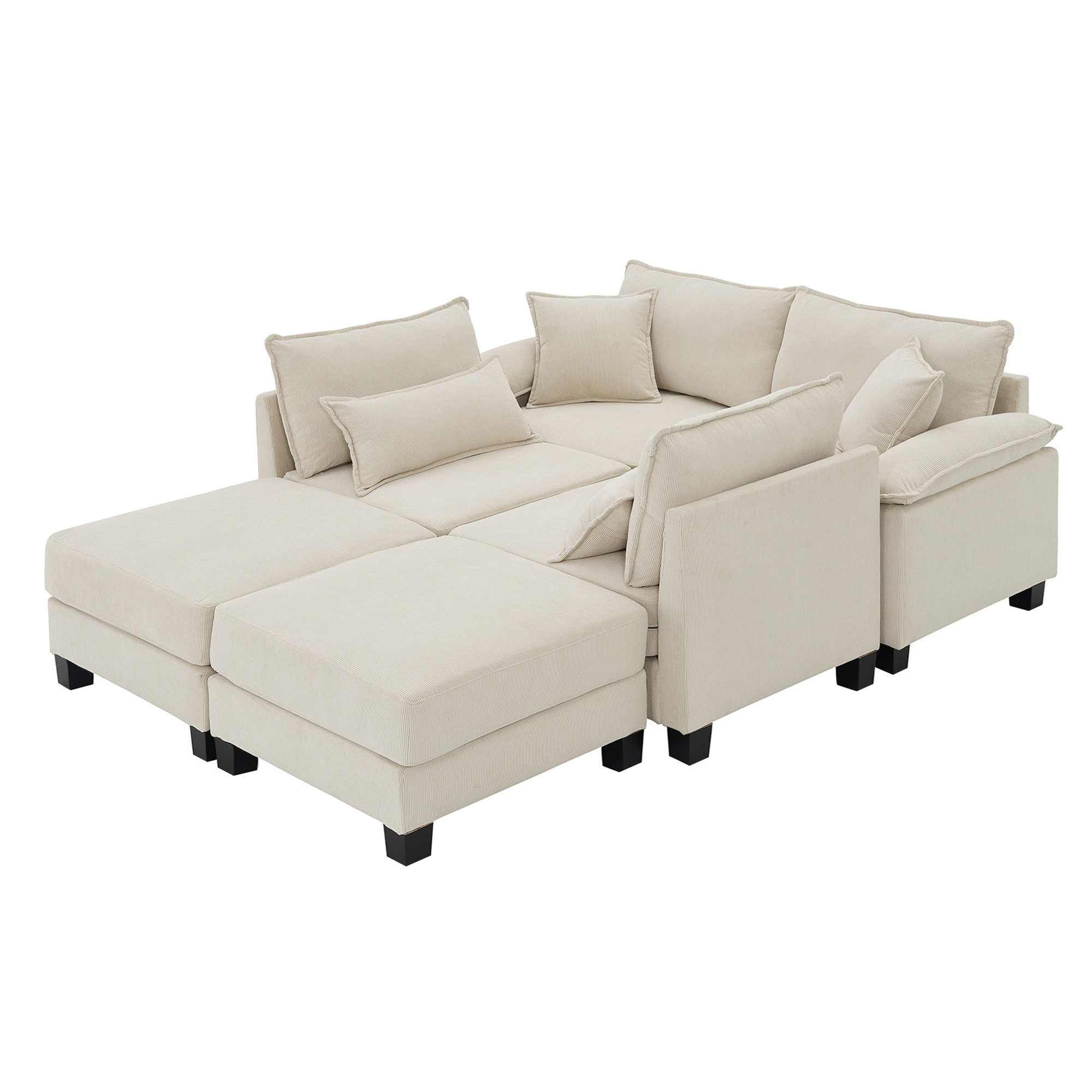 Latitude Run® U-Shaped 6-Seat Free Combination Modular Sectional Sleeper Sofa With Armrest Bags ...