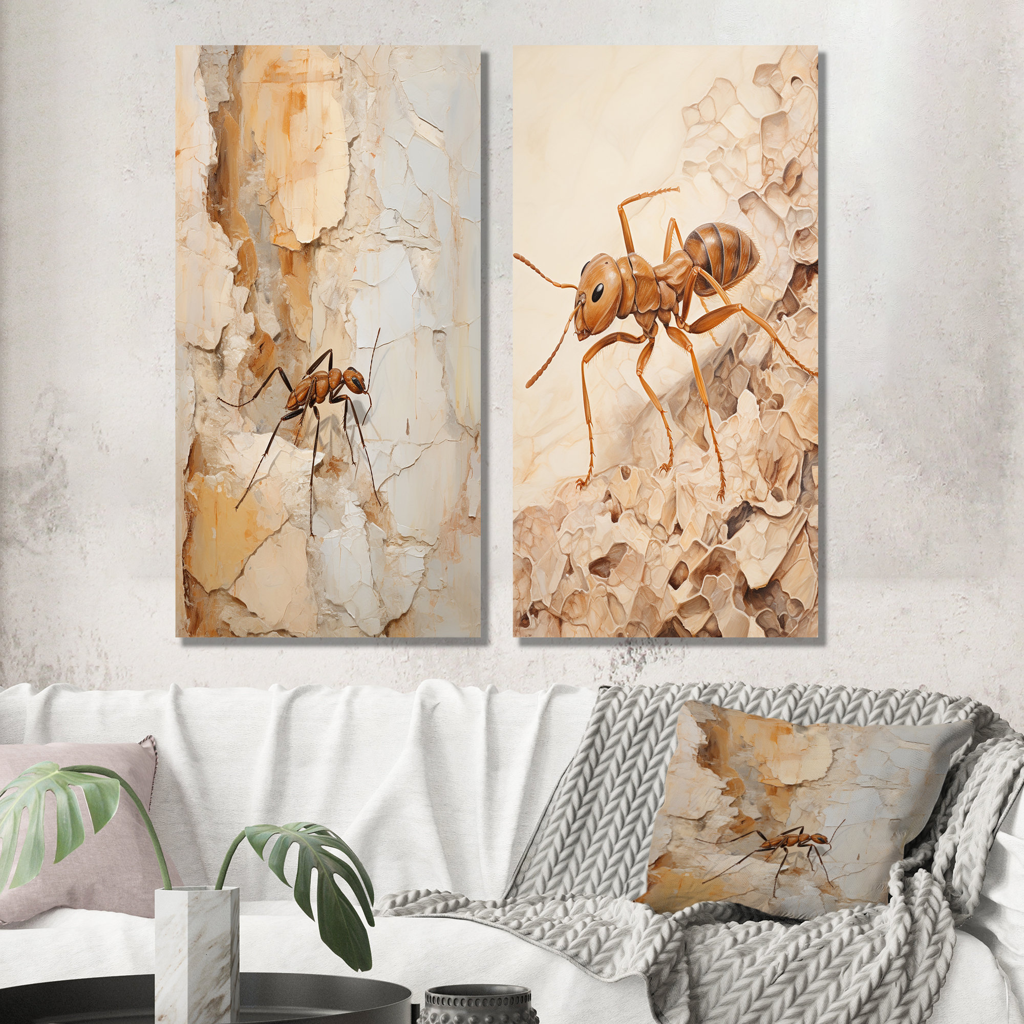 Lark Manor™ Minimalism Ant Beige Collage - Ant Wall Decor Set Of 2 ...