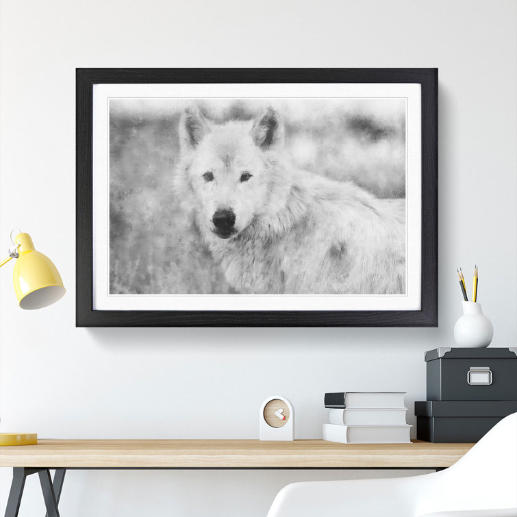 East Urban Home White Wolf - Picture Frame Painting | Wayfair.co.uk