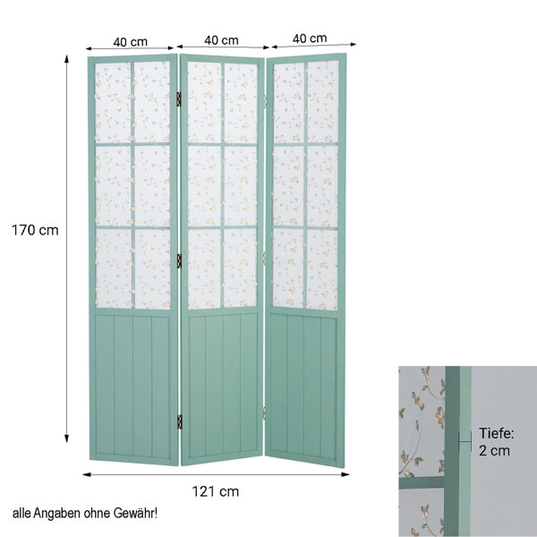 August Grove Coward 121cm W x 170cm H 3 - Panel Folding Room Divider ...