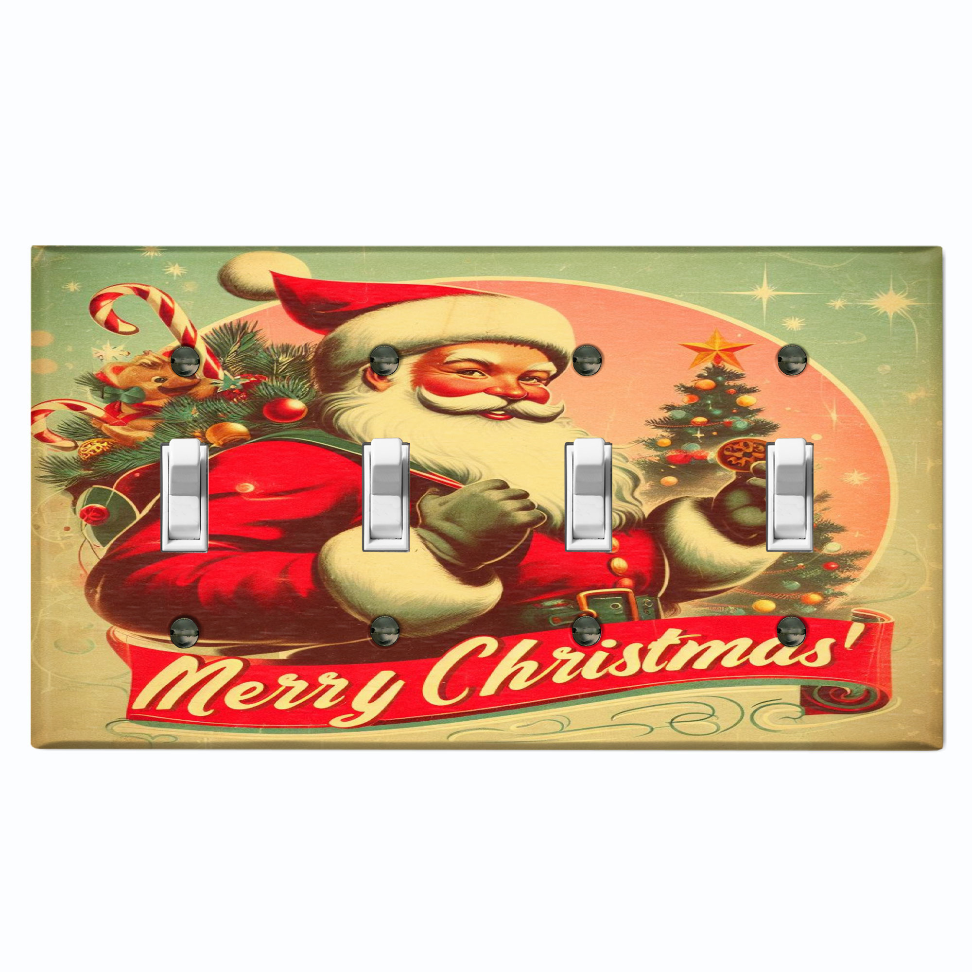 WorldAcc Merry Christmas Santa Claus Nature Themed 4 - Gang Toggle ...