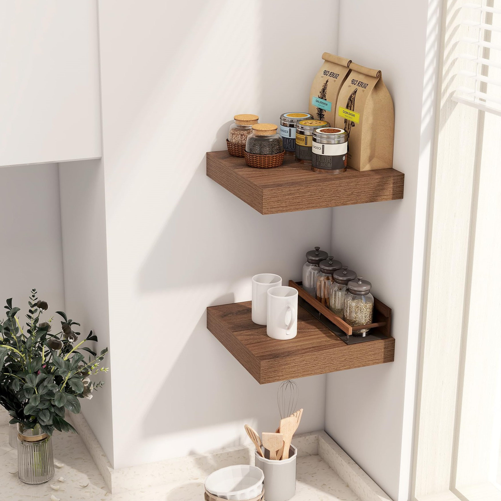 Latitude Run® 12 Inch Deep Wood Wall Shelves for Wall Decor and Storage ...