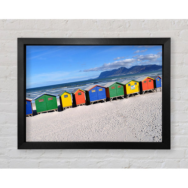 Highland Dunes Beach Huts Rainbow - Single Picture Frame Art Prints ...