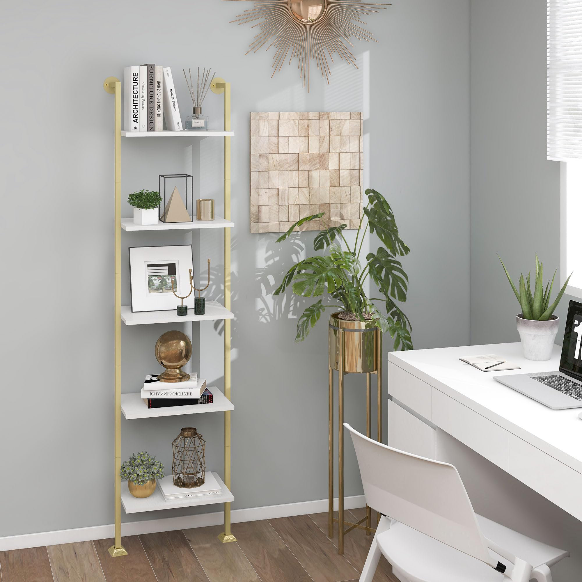 Mercer41 5-Layer White Metal Frame Bookshelf | Wayfair