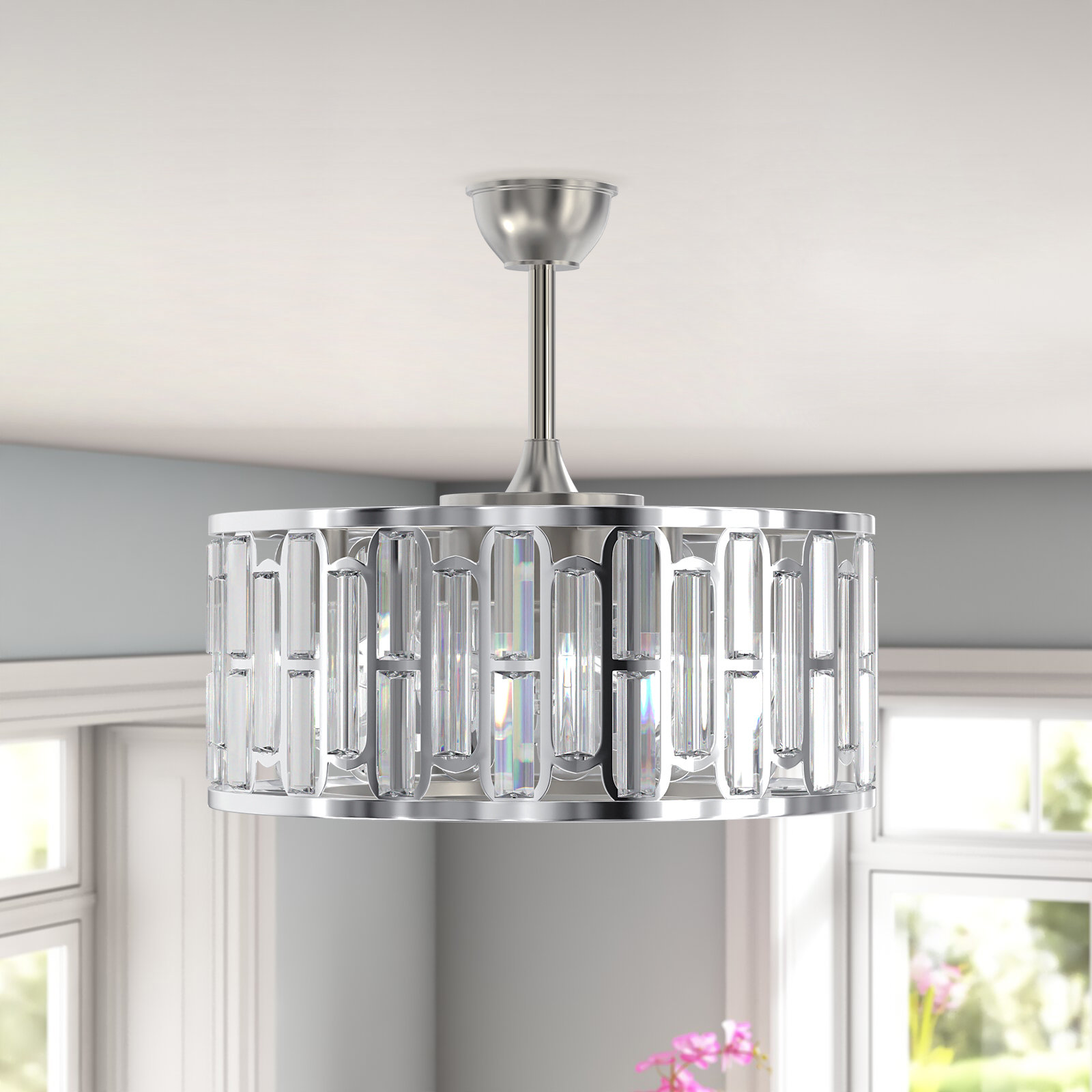 Everly Quinn Amarlia 18'' Modern Bladeless Ceiling Fan with Crystal ...