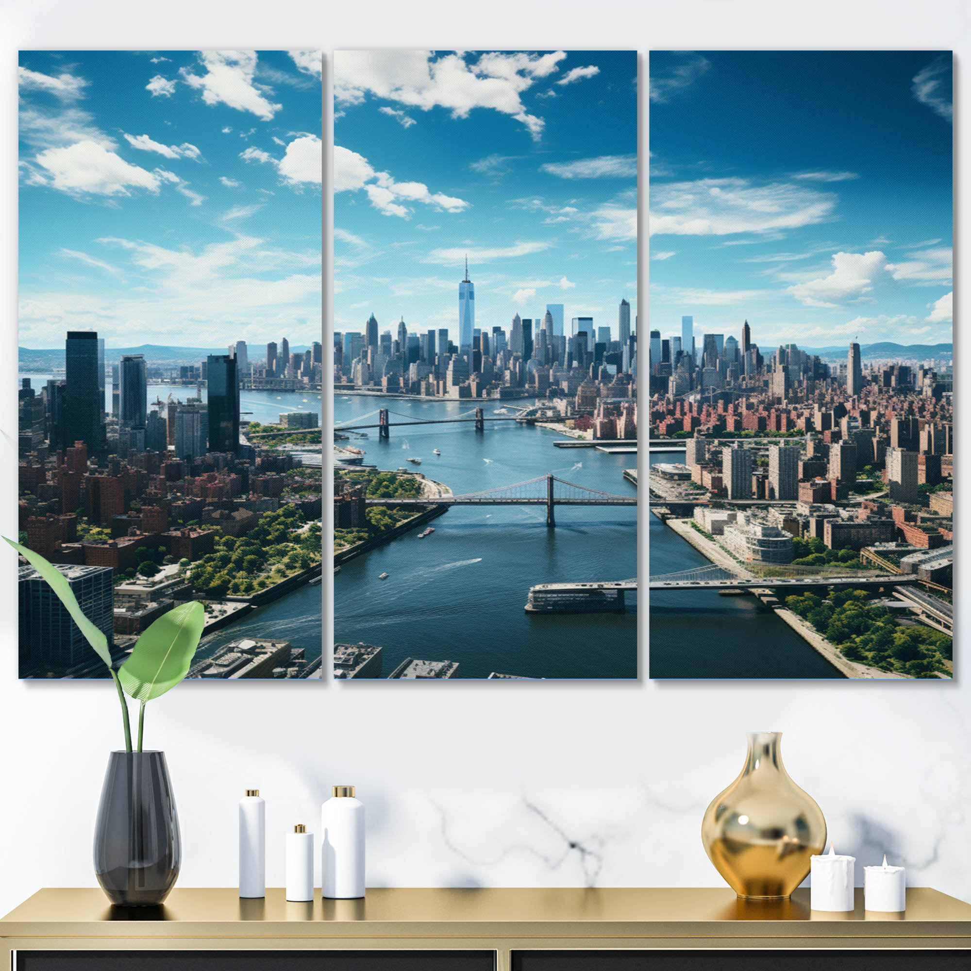 Highland Dunes Cityscape Of Nyc Usa I - Cityscapes Canvas Wall Art Set ...