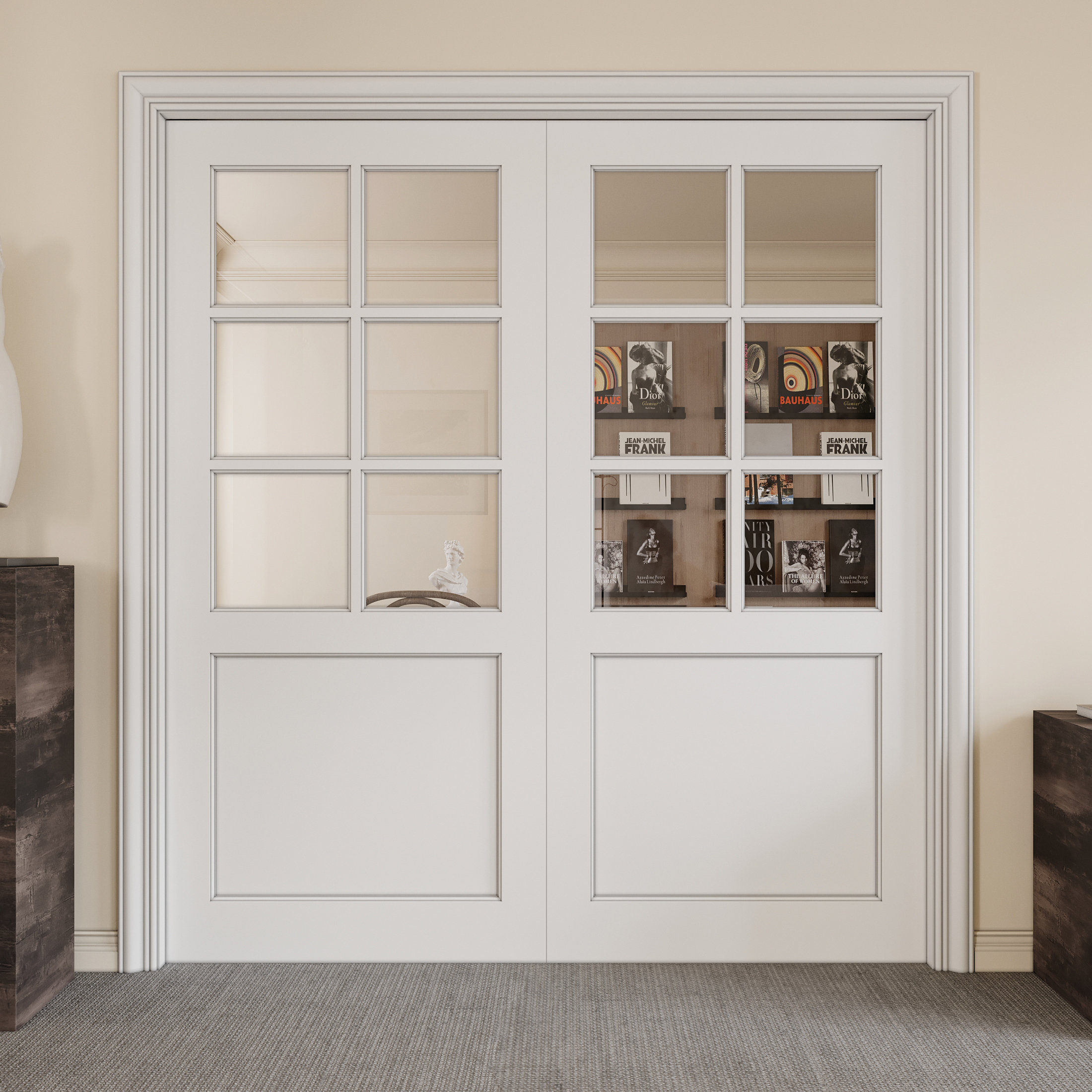 ARK DESIGN Interior Sliding Pocket Doors Pantry 6 Lite Clear Glass ...