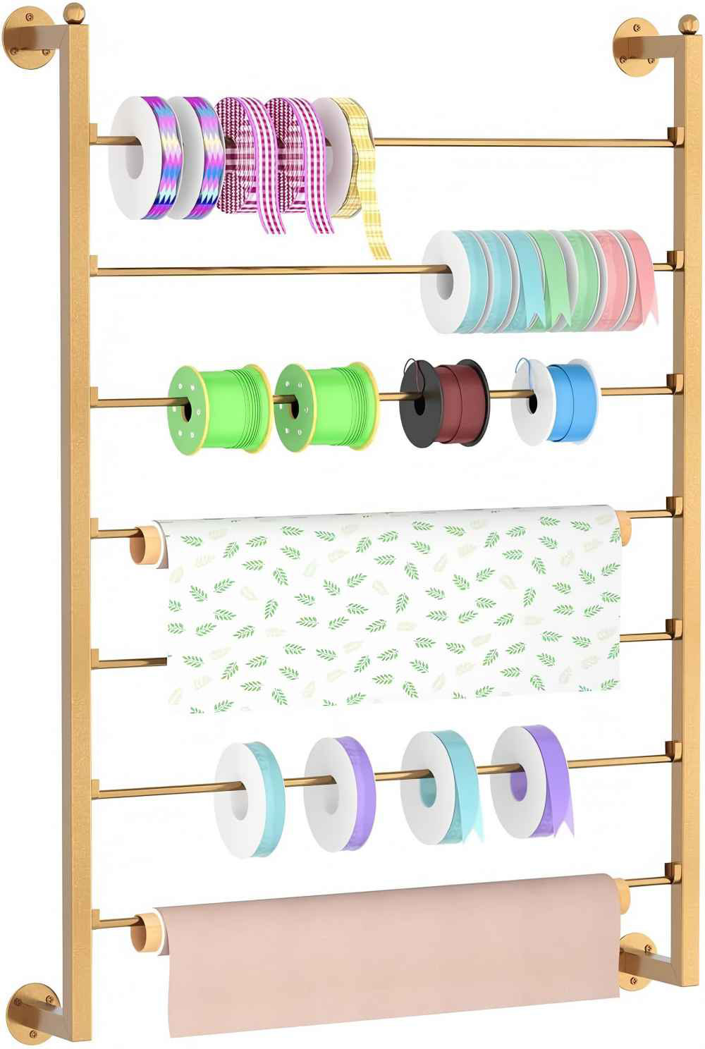 Latitude Run® 7 Tier Metal Ribbon Holder Organizer Rack,Gold | Wayfair