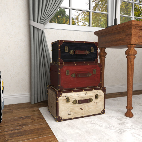 Breakwater Bay Wooden Nesting Vintage Decorative Multi Colored Trunk ...