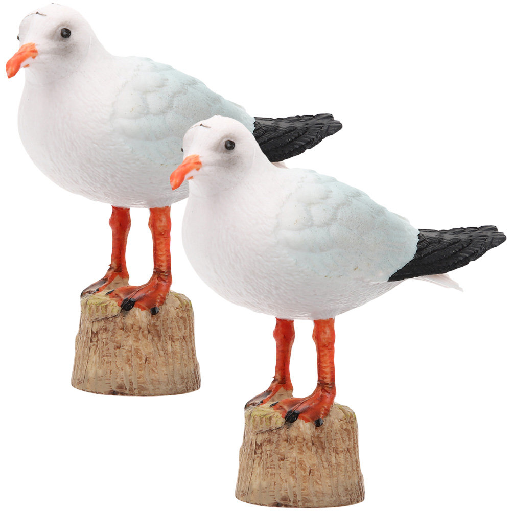 Beachcrest Home™ 2Pcs Seagull Figurine Seagull Bird Statue Home Desktop ...