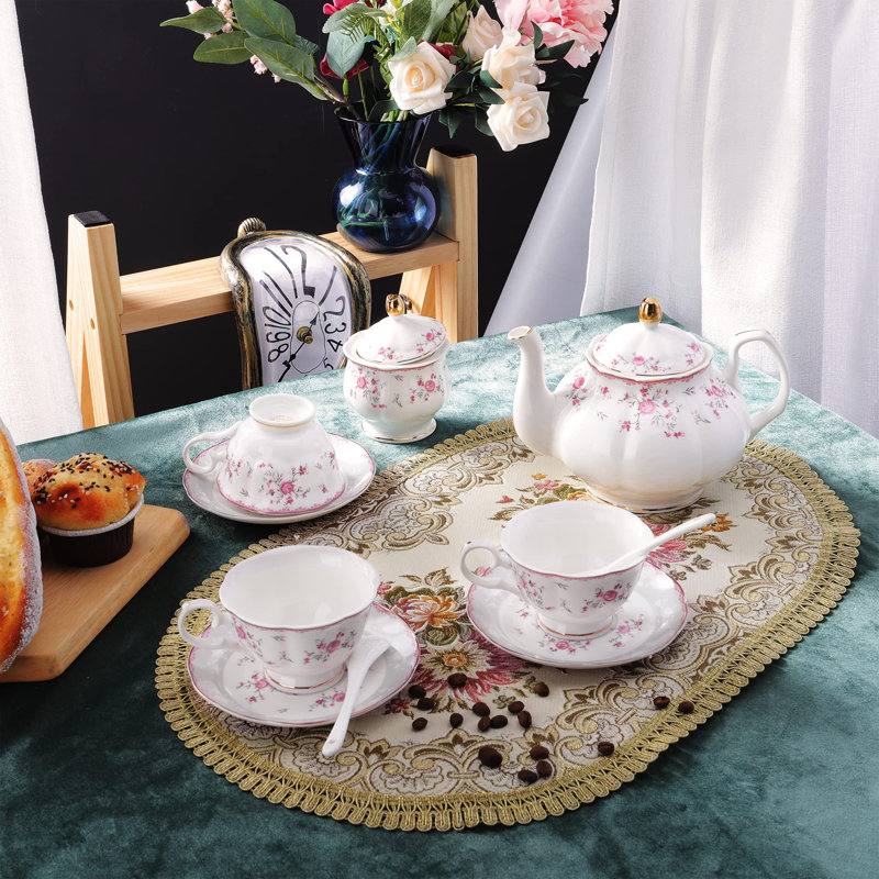 Red Barrel Studio® Vintage Porcelain Tea Set Tea Party, Tea Cup And ...