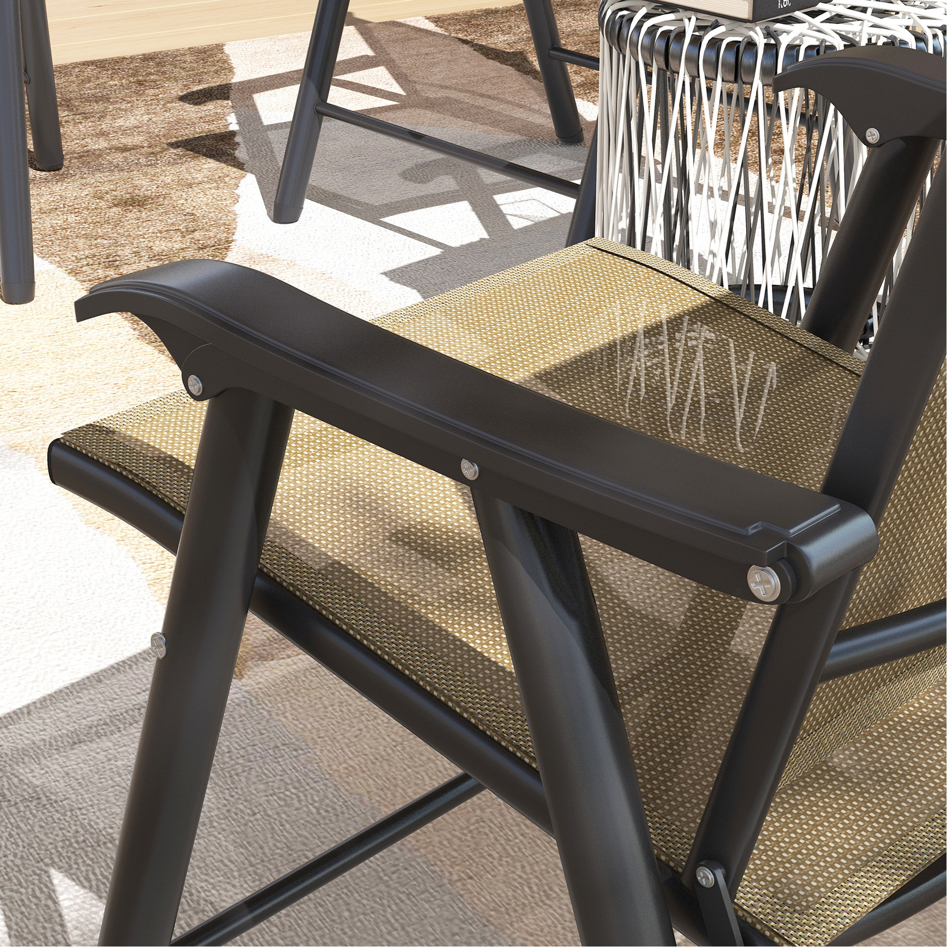 Latitude Run® 4 Patio Folding Chair - Stackable Outdoor Sling Chairs ...