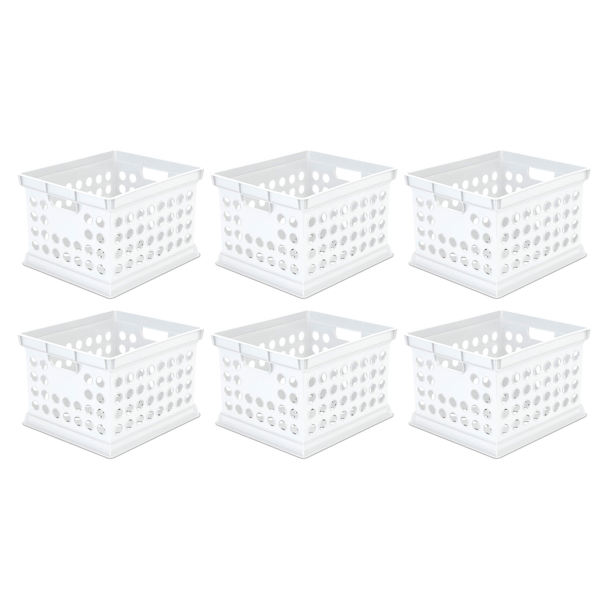 Sterilite Stackable Plastic Storage Open Crate Bin Organizer Box, White ...