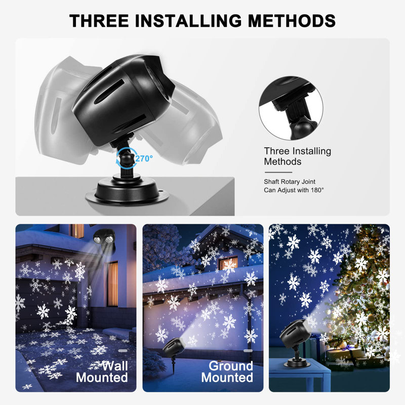 ARMIJU Snow Projector Lights with Dynamic Rotating Snowflake Projection ...