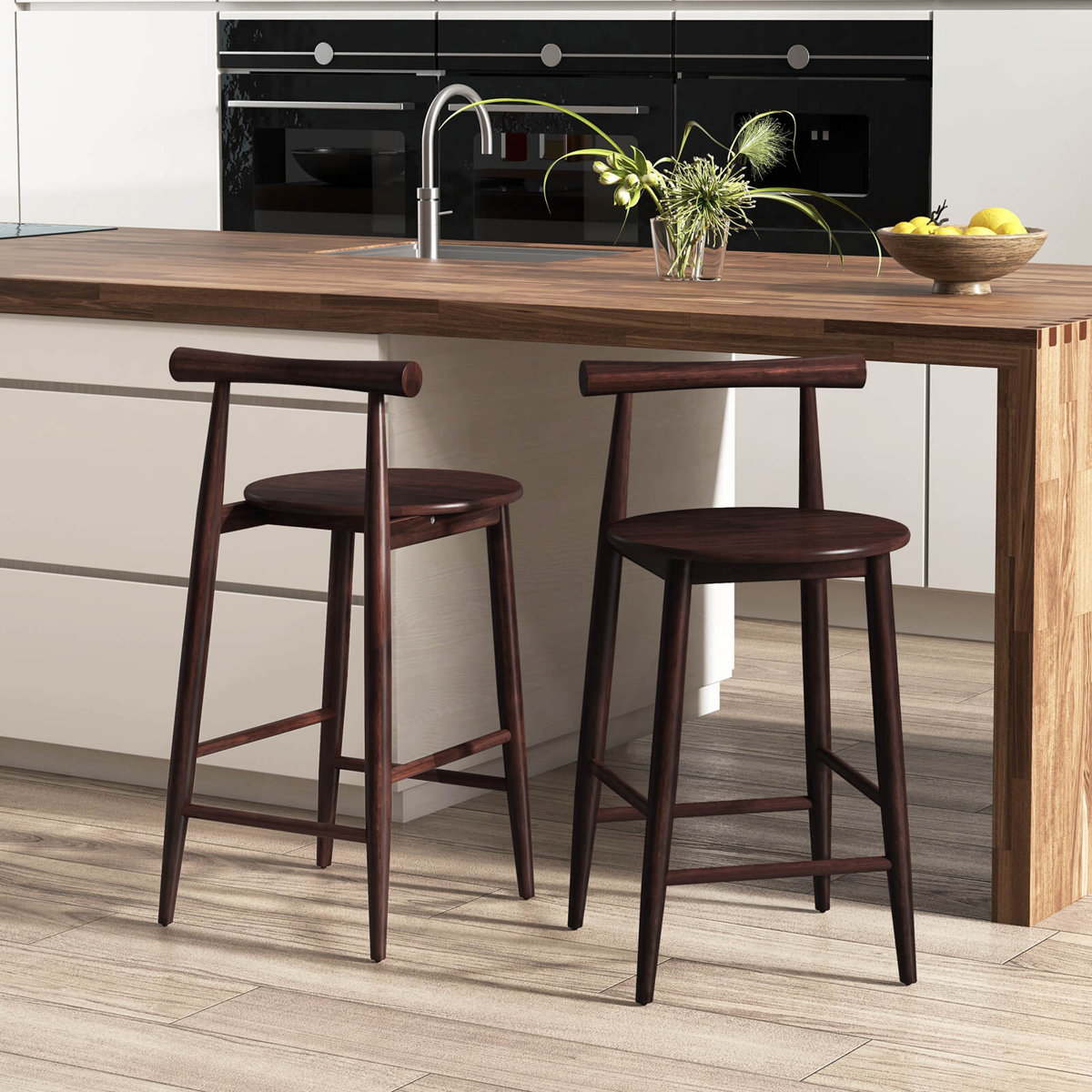 George Oliver Costway Bar Chair Counter Height Stools Set Of 2 With ...