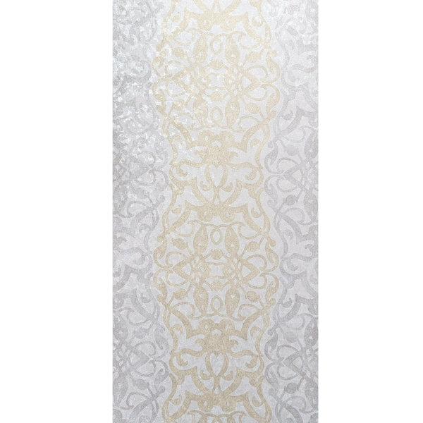 Canora Grey Lary Fresco Mosaic gray off white gold metallic faux fish ...