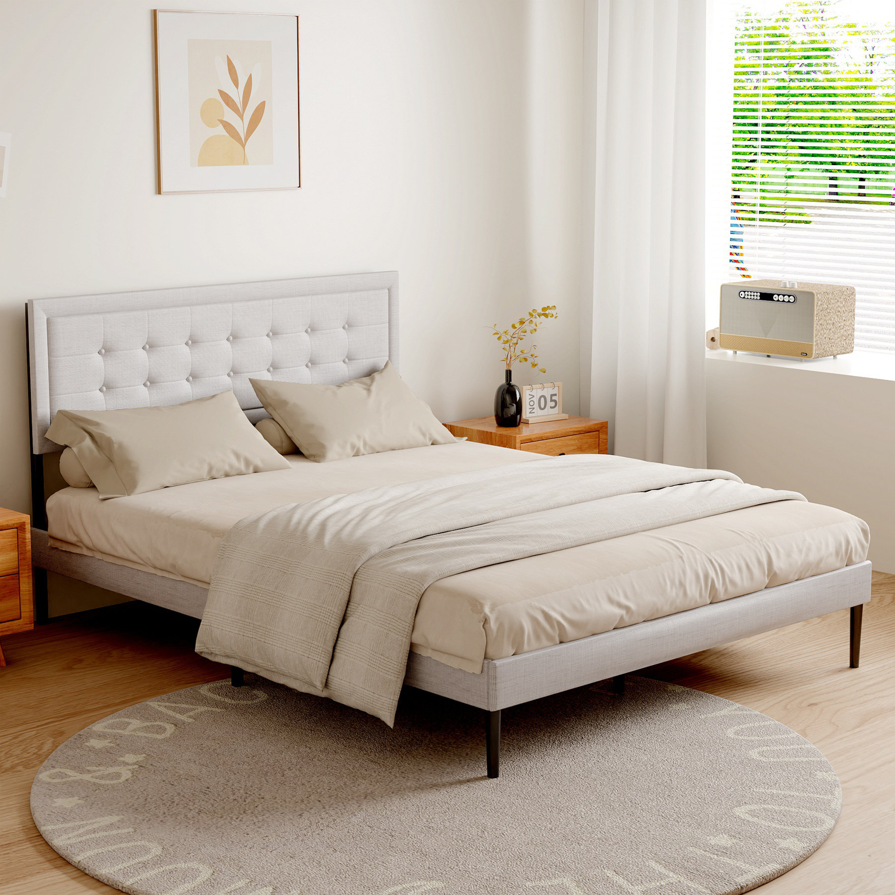 Latitude Run® Luxurious Platform Bed Frame With Supportive Headboard ...