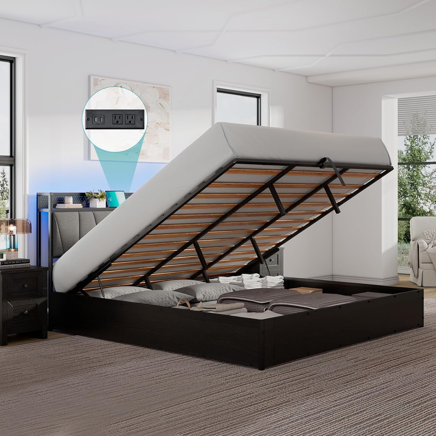 17 Stories Ezion Upholstered Slat Storage Bed & Reviews | Wayfair