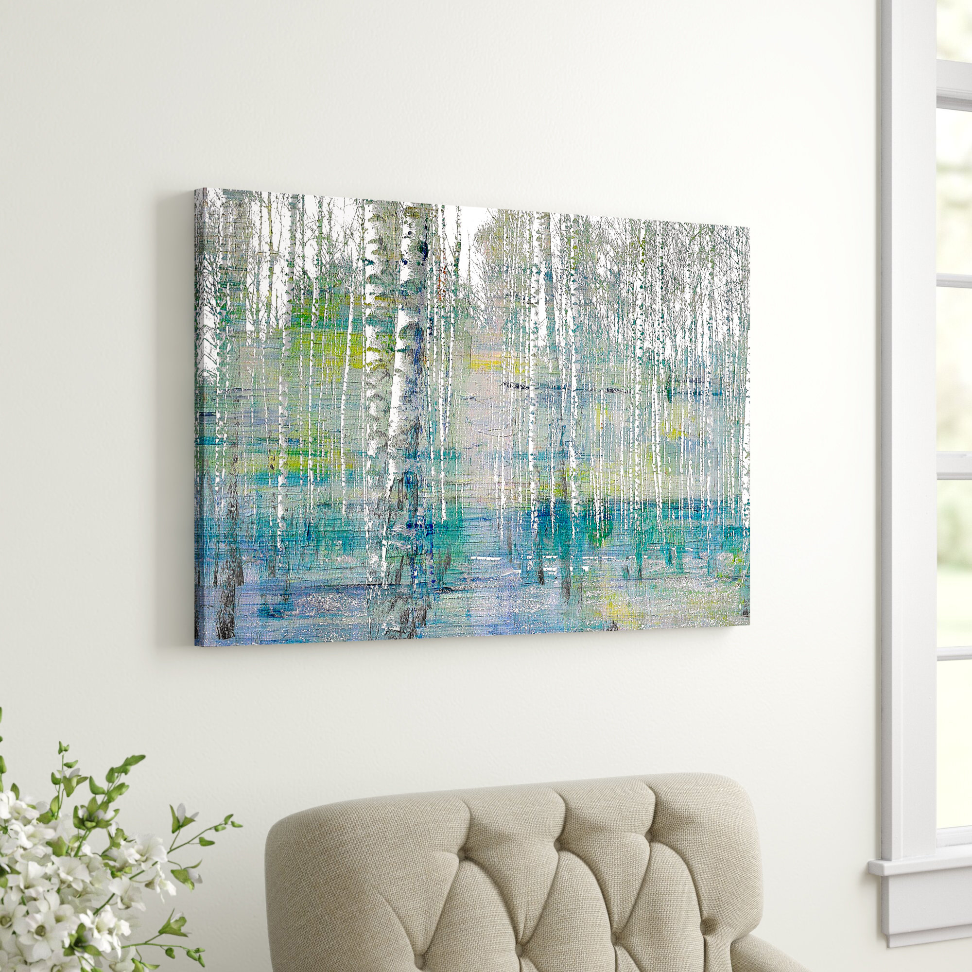 Loon Peak Teal Tree Forest by Parvez Taj - Wrapped Canvas Print ...