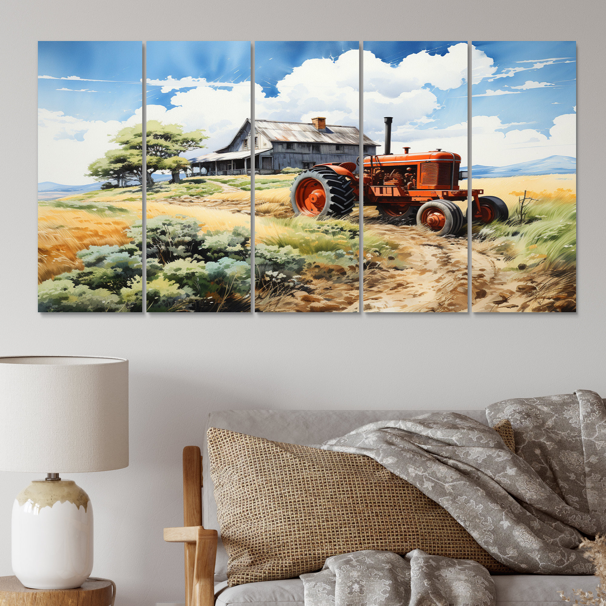 August Grove® " Farmhouse Tractor Rural Harmony II " 5 - Pieces ...