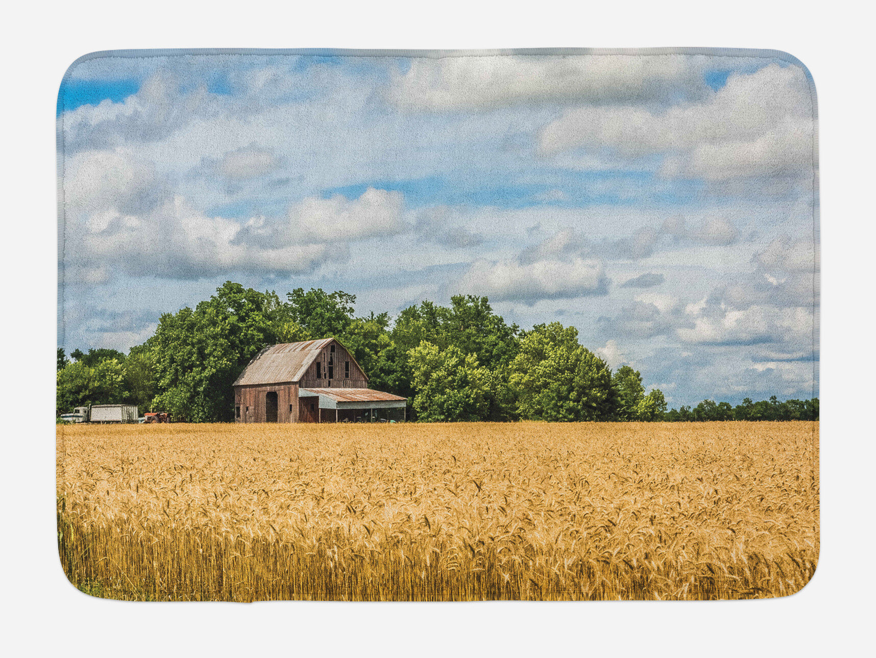 East Urban Home Kansas Plush Bath Mat, Cottage in a Wheat Field, 30.2 ...