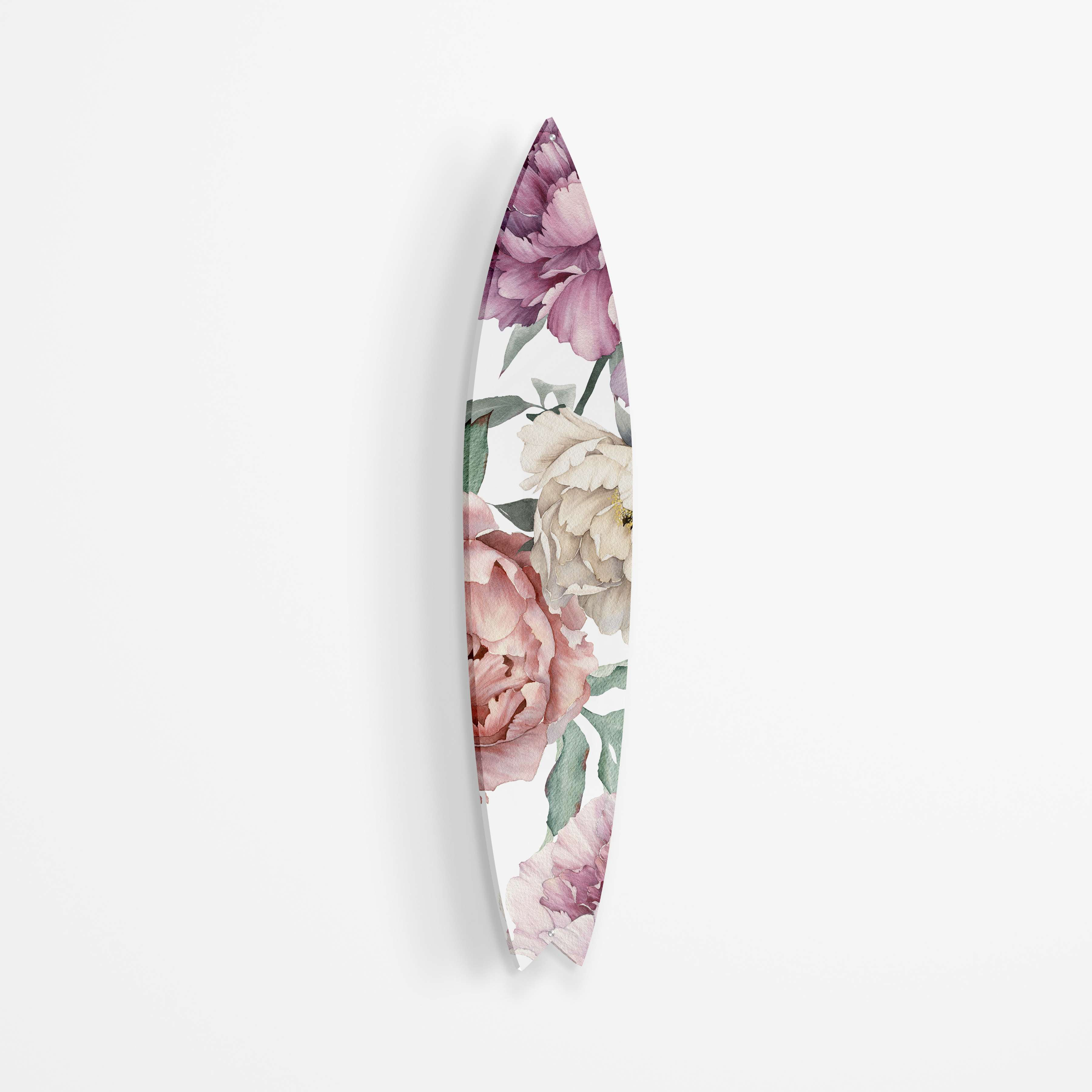 UniQstiQ Giant Watercolor Peony Flowers Surfboard - Unframed Bold Art ...