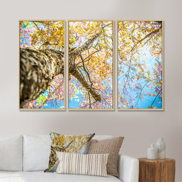 Ebern Designs Under Branch Of Yellow Cherry Tree Framed On Canvas 3 ...