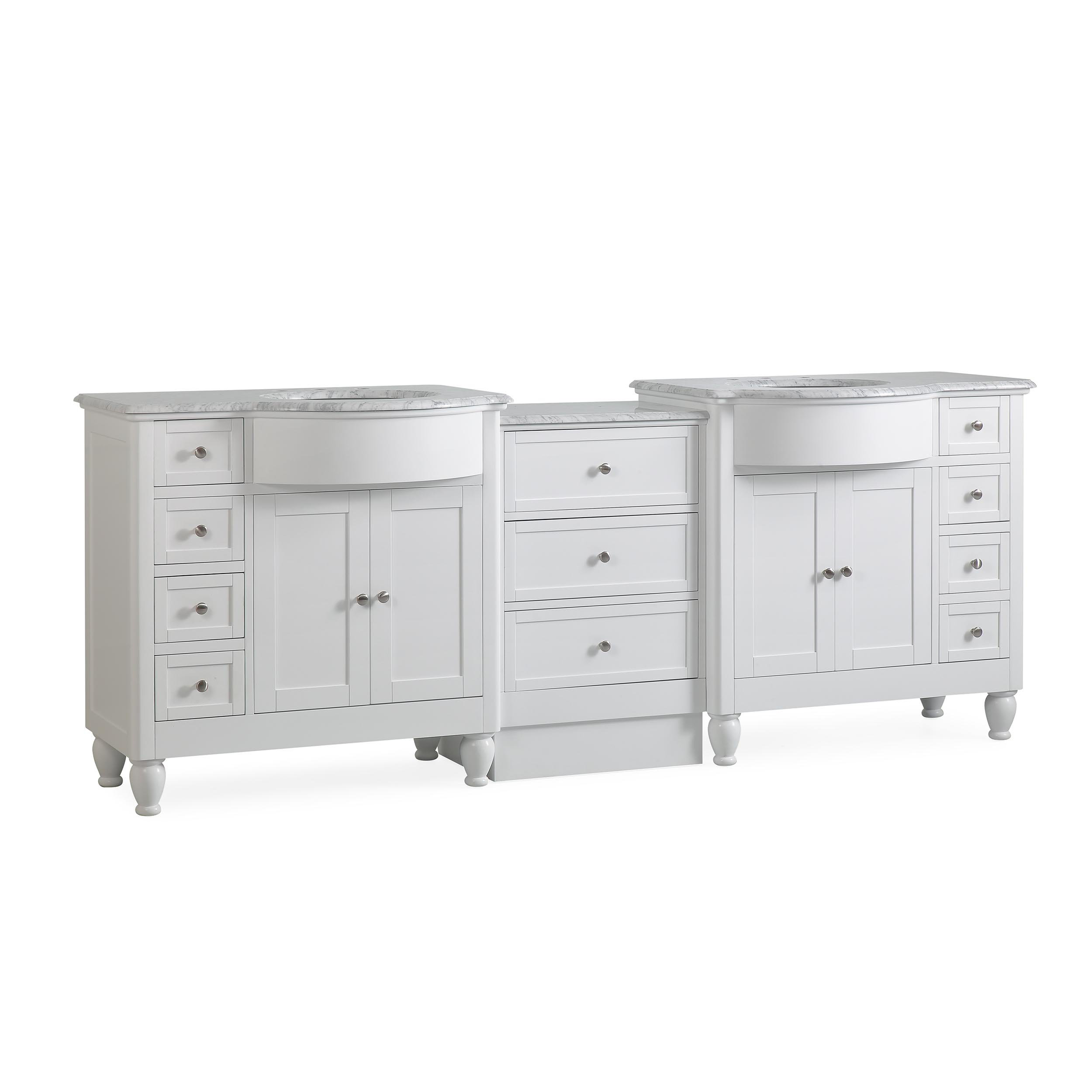 Canora Grey 91" Modular White Bathroom Vanity Double Sink Cabinet ...