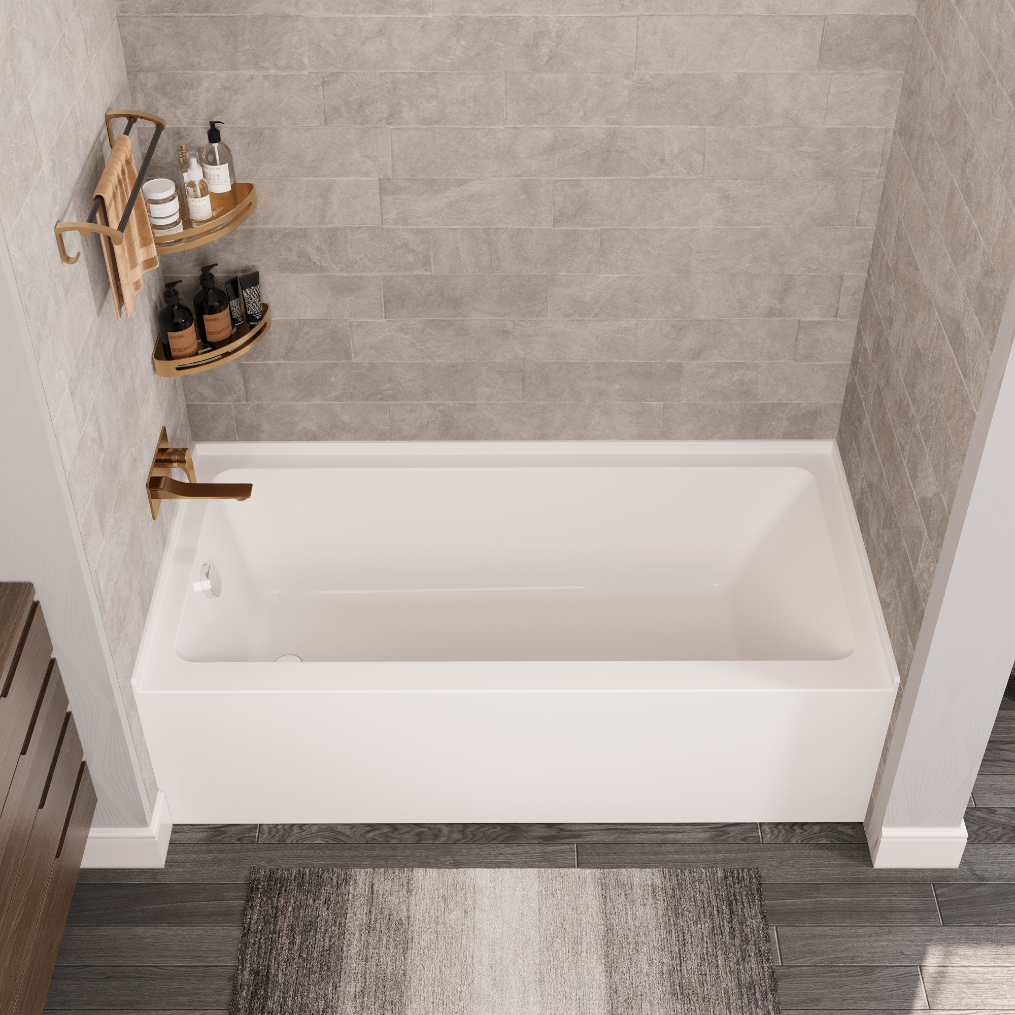 DeerValley 60" x 30" Rectangular Alcove Soaking Acrylic Bathtub with ...