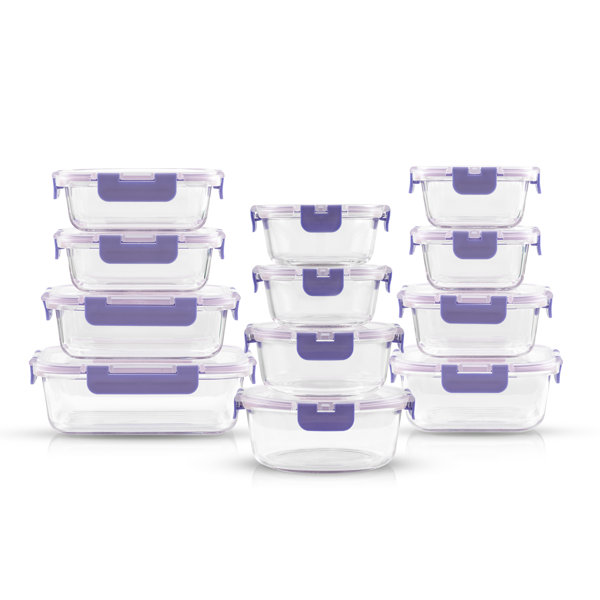 JoyJolt 24-Piece Glass Storage Container Kitchen Food Storage Set with ...