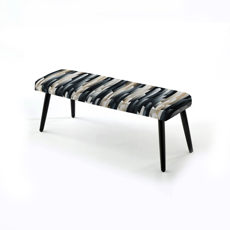 Design Art Nordic Contrast Ii - Striped Upholstered Black Bench | Wayfair