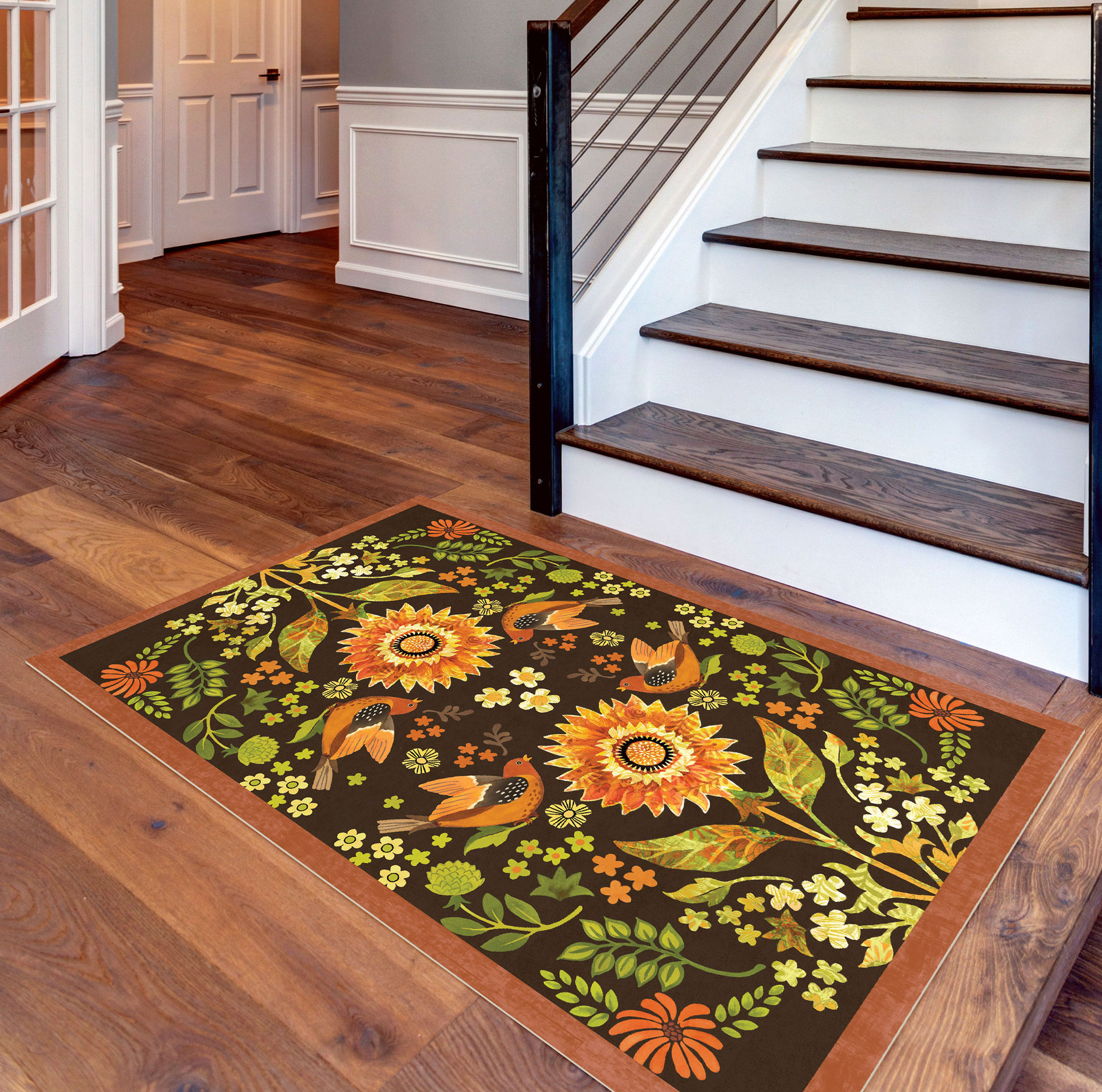 Studio M Indian Summer Floral Floor Flair Vinyl Rug - 4 X 6 Ft | Wayfair