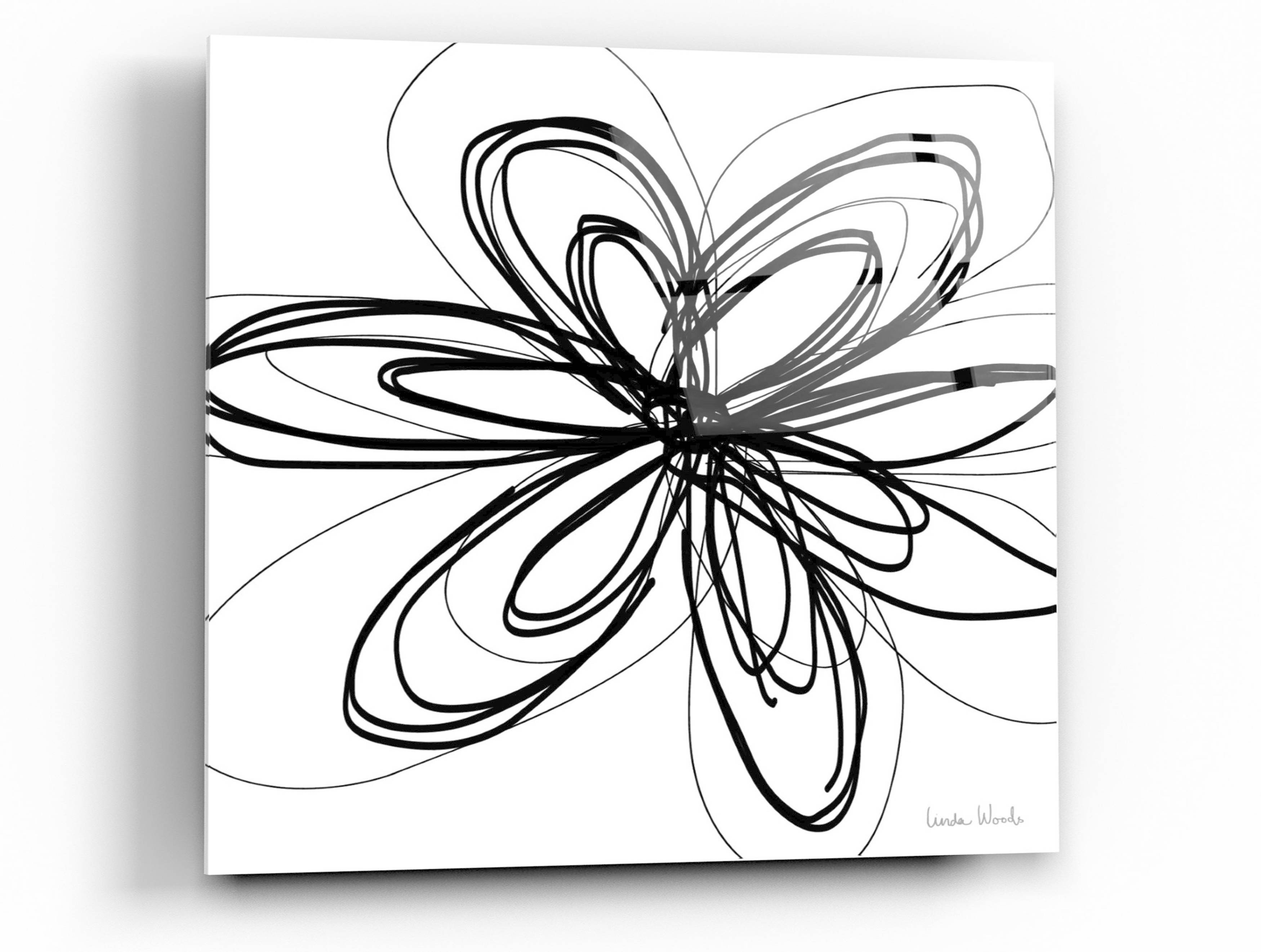Trinx Black Ink Flower I by Linda Woods - Unframed Painting | Wayfair