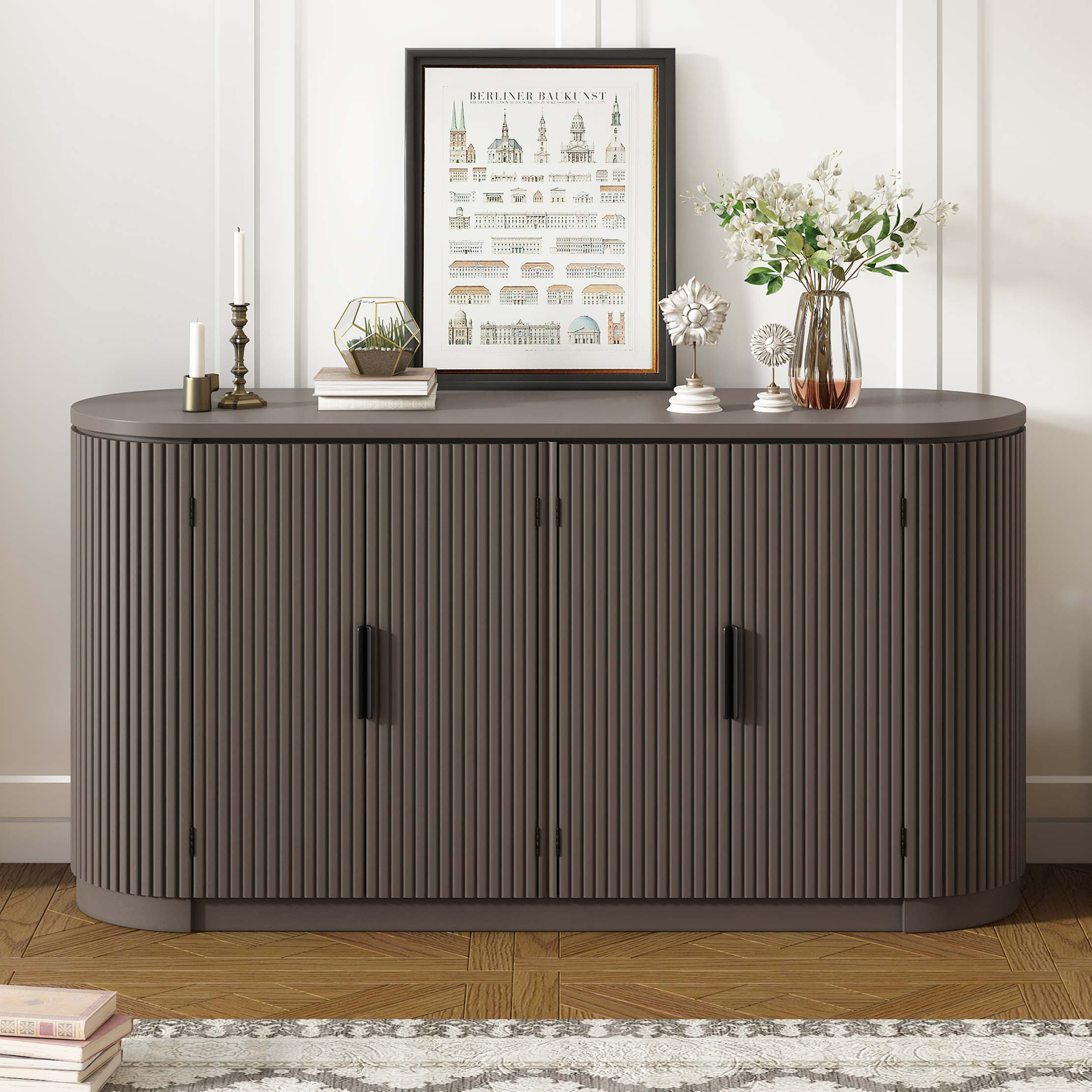 Latitude Run® Vertical Striped Cabinet With Adjustable Shelves | Wayfair